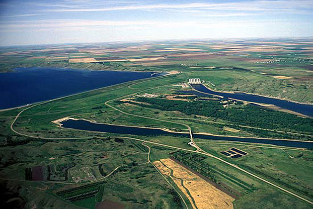 Aerial view of Oahe Dam